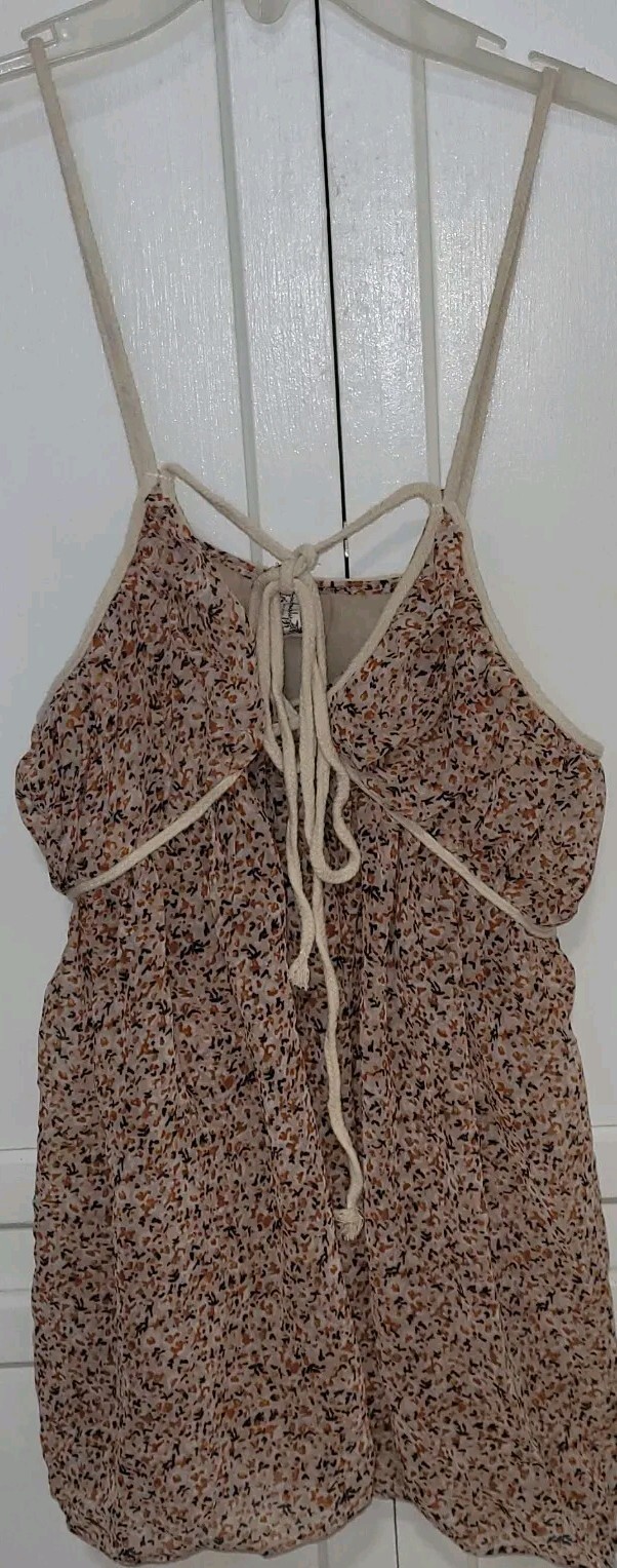 FREE PEOPLE INTIMATE BOHO STRING TANK, TIE FRONT, FLOWY FLORAL SEXY ...