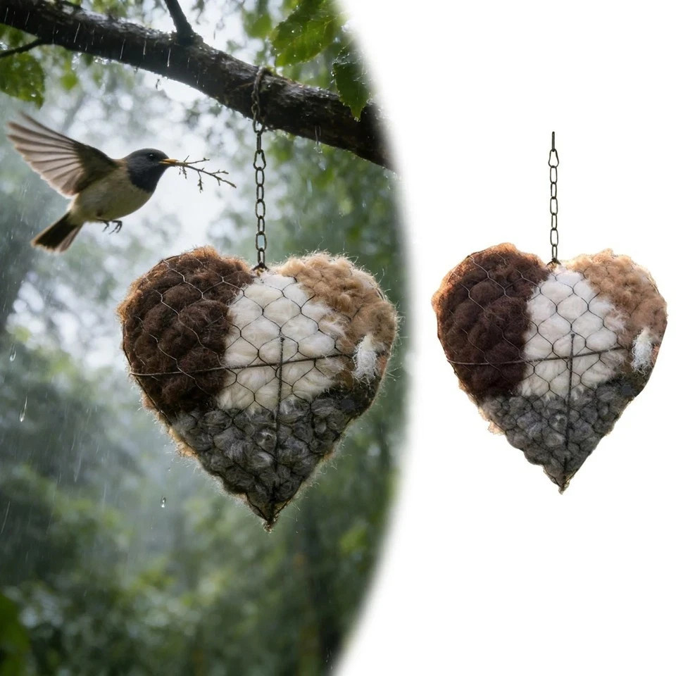 Handmade Fiber Bird Nesting Heart, Birds Nests Material Holder ...