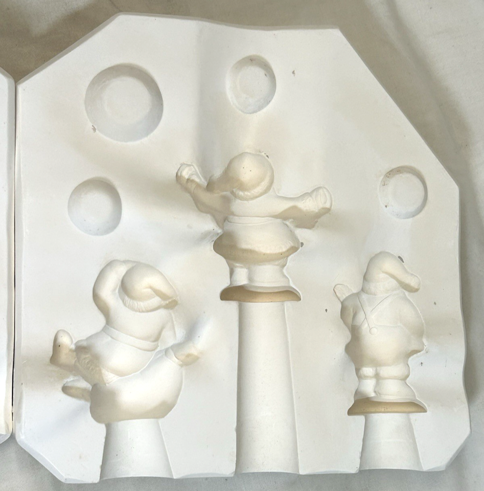 Vtg Duncan Ceramic Slip Casting Mold 3 Wee Santa Ornaments #2 DM 457C ...