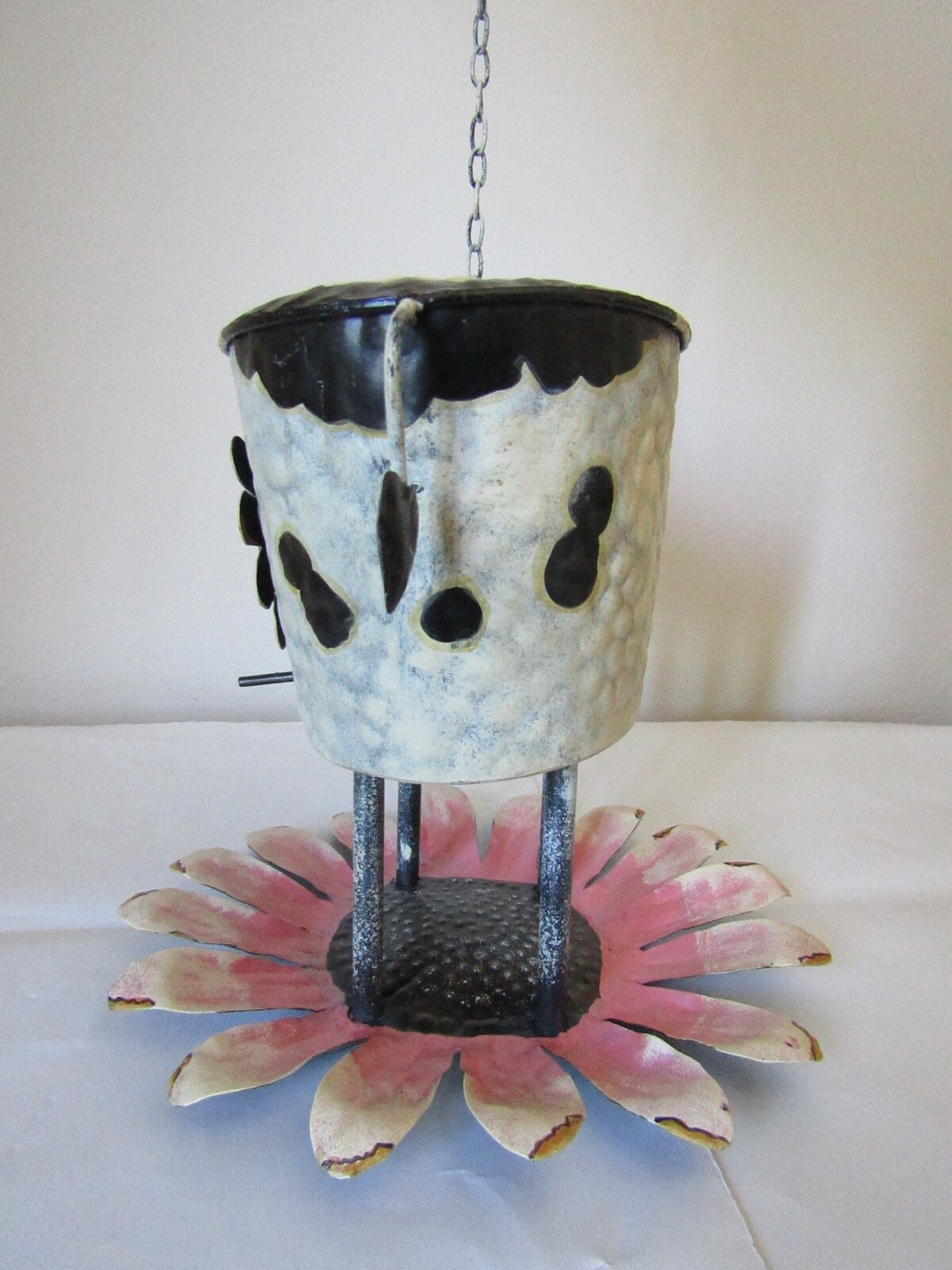 Holstein Cow & Sunflower Birdhouse - Metal Hanging Rustic Country Farm ...