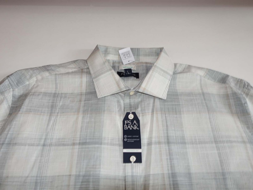 Jos. A. Bank Men's Tailored Fit Shirt Size 4XLT NWT Short Sleeves Gray ...