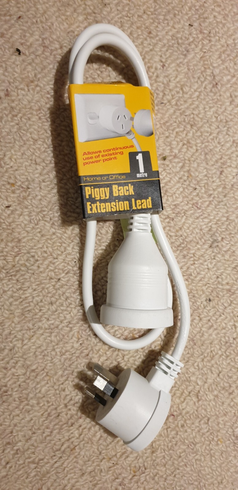 1 Metre White 10 Amp Flat Pin Piggy Back Extension Lead | eBay Australia