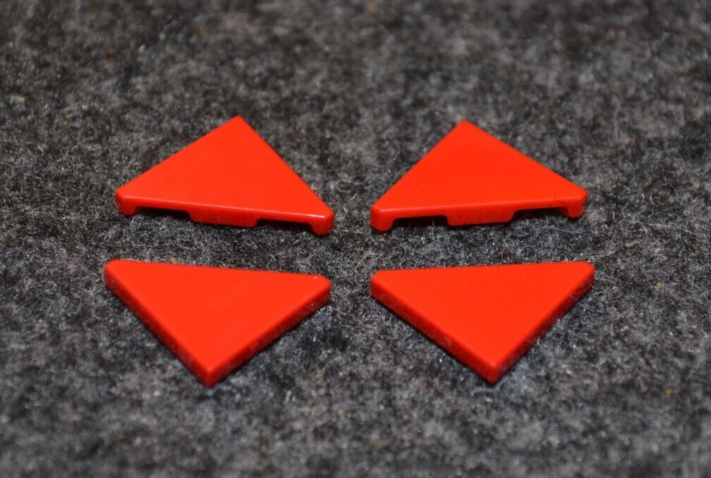 (4) 2x2 Red Smooth Triangle Finishing Tile w/ 45 degree Bricks ~ Lego ...
