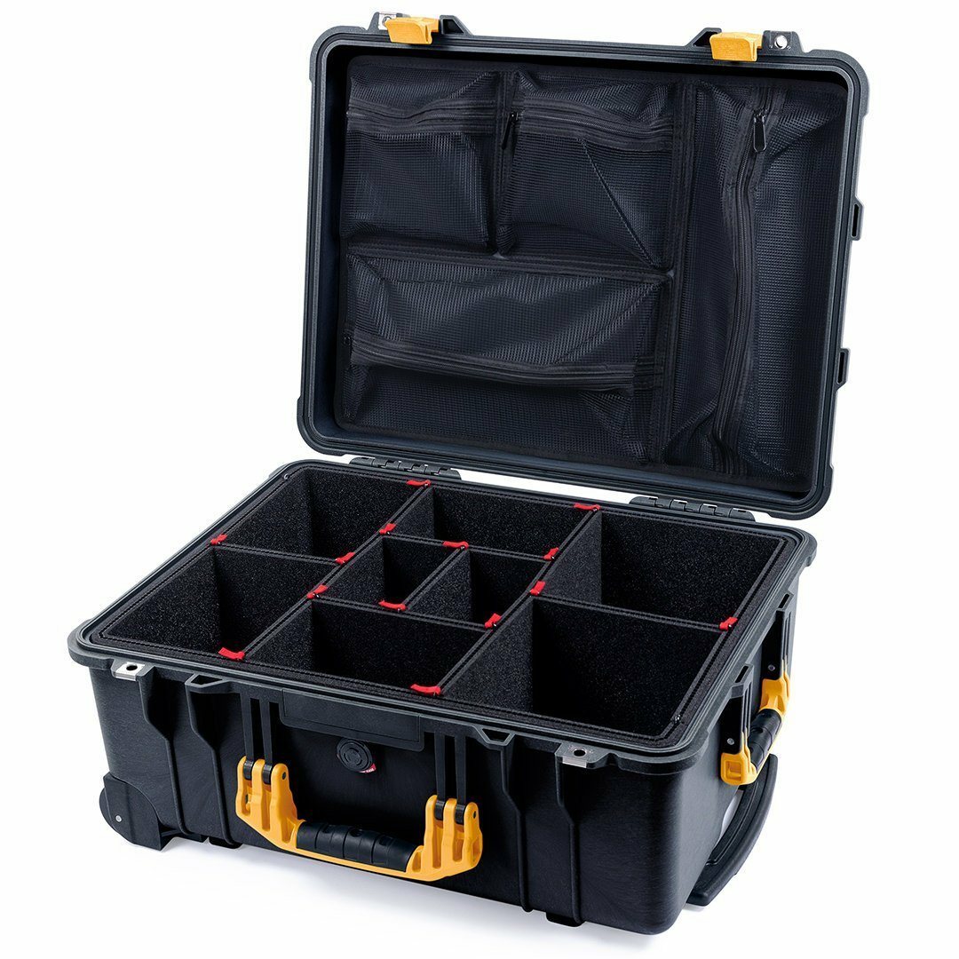 Black & Yellow Pelican 1560 case with TrekPak dividers & mesh Lid ...