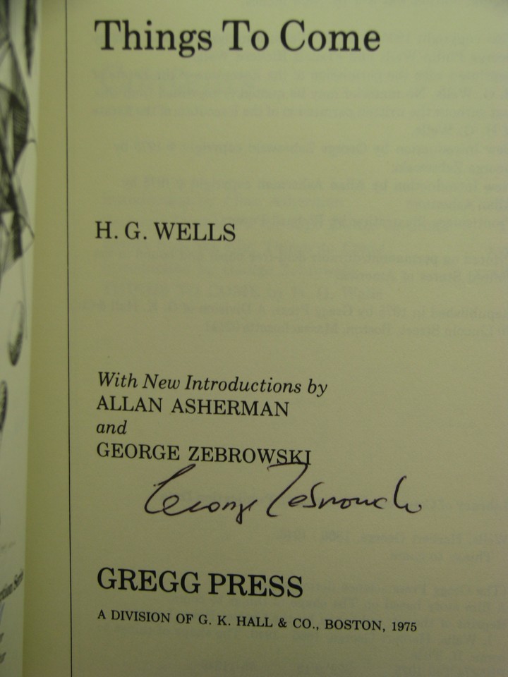 signed by 4, Things to Come by H G Wells, Gregg Press(1975) photoplay ...