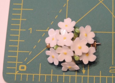 White Primrose Posy Brooch Hand Painted Bone China Staffordshire ...