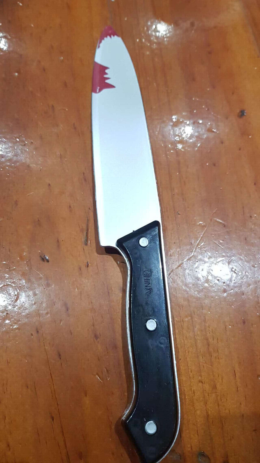 Bloody Butchers Cleaver Fake Knife Plastic Halloween Blood Weapon ...