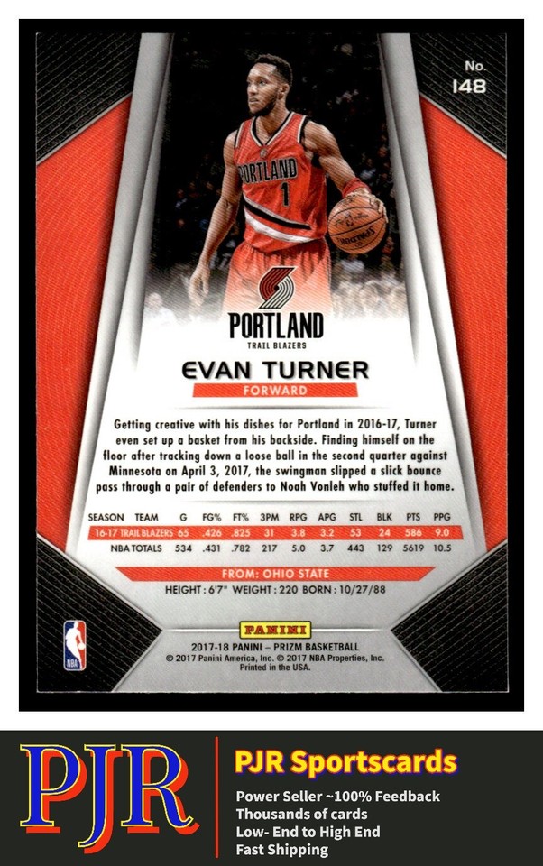 2017 Panini Prizm #148 Evan Turner Portland Trail Blazers 1 | eBay