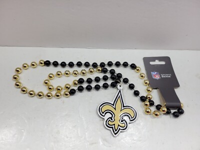 NFL Sports Black Gold Tone Bead Orleans Saints Mardi Gras Style Pendant ...