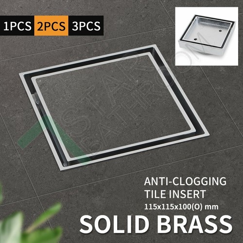 Smart Tile Insert Bathroom Square 115mm Silver Shower Grate Drain Floor ...