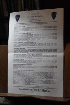 December 13, 1965 LaFollette Tennessee Jaycee Bulletin WLAF | eBay