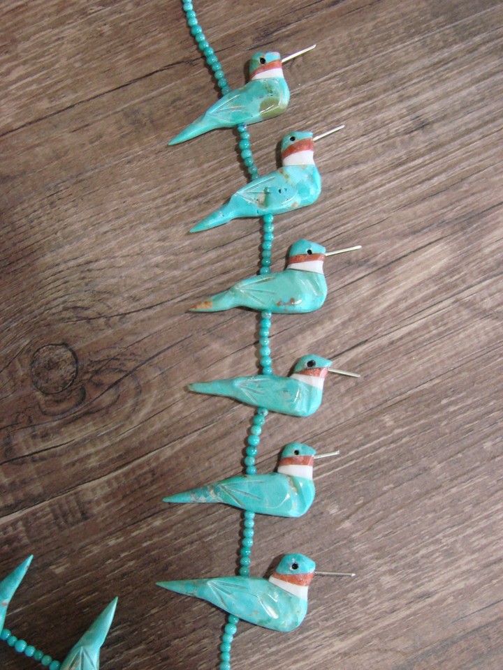Hand Carved Turquoise Hummingbird Fetish Necklace Matt Mitchell | eBay