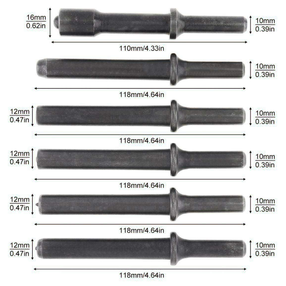 7 Pcs Air Hammer Rivet Bit Set, 0.401 Shank Smoothing Pneumatic Air ...