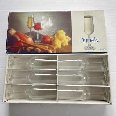 Vintage Saxony Crystal DANIELA Fine Crystal Champagne Flute 6 Glasses ...