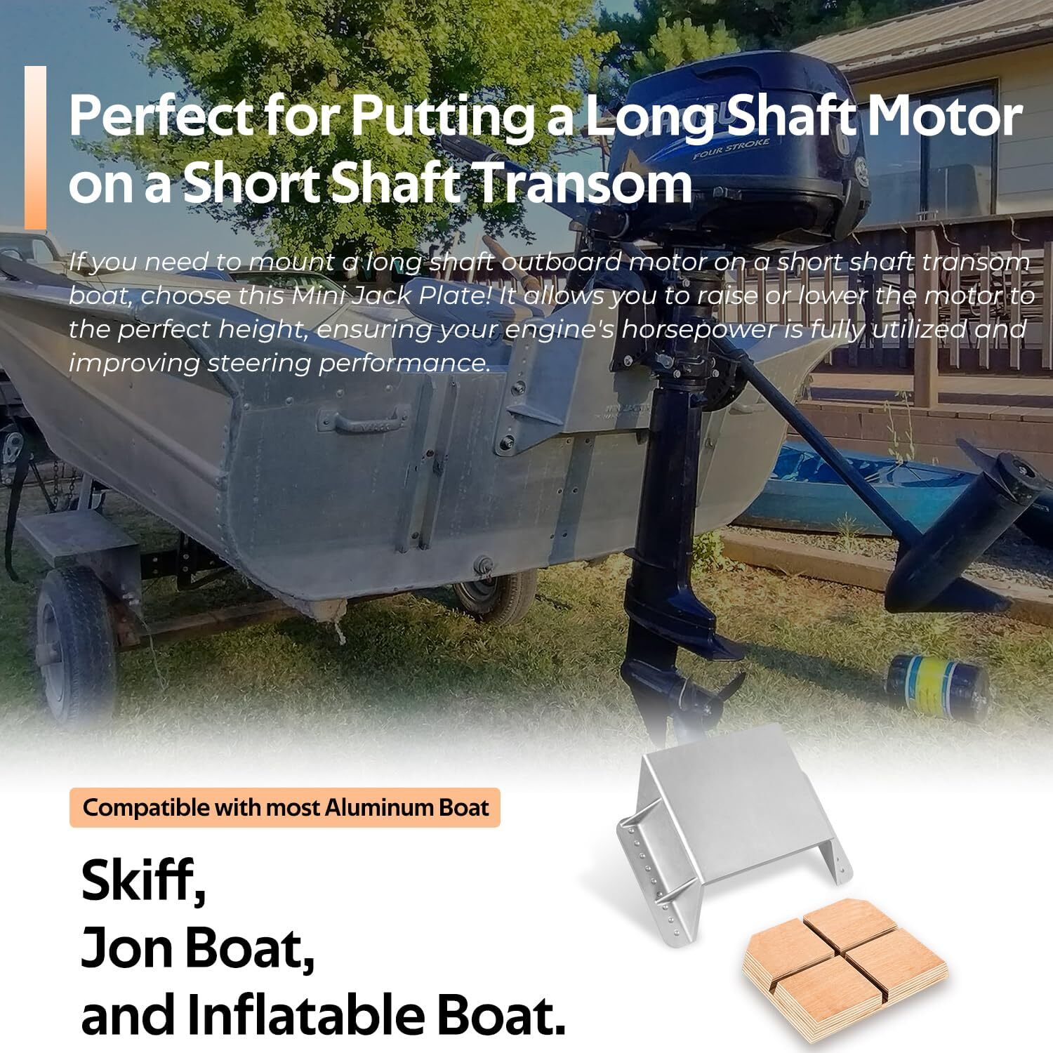 MJ-1-DP MINI JACK PLATE FOR UP TO 35 HP OUTBOARD MOTORS, JON BOATS ...