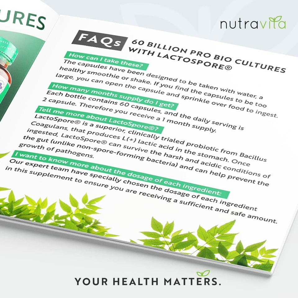 Pro Bio Cultures Complex 60 Billion CFU w/ Lactospore - Digestive ...