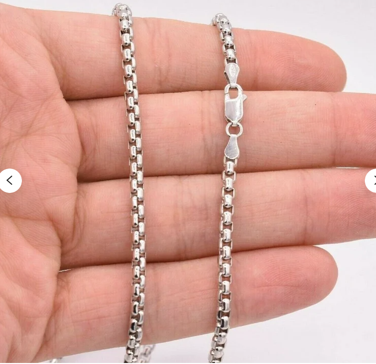 925 Sterling Silver 3.9mm Rockstar Cut Round Box Chain 20" 40 Grams | eBay