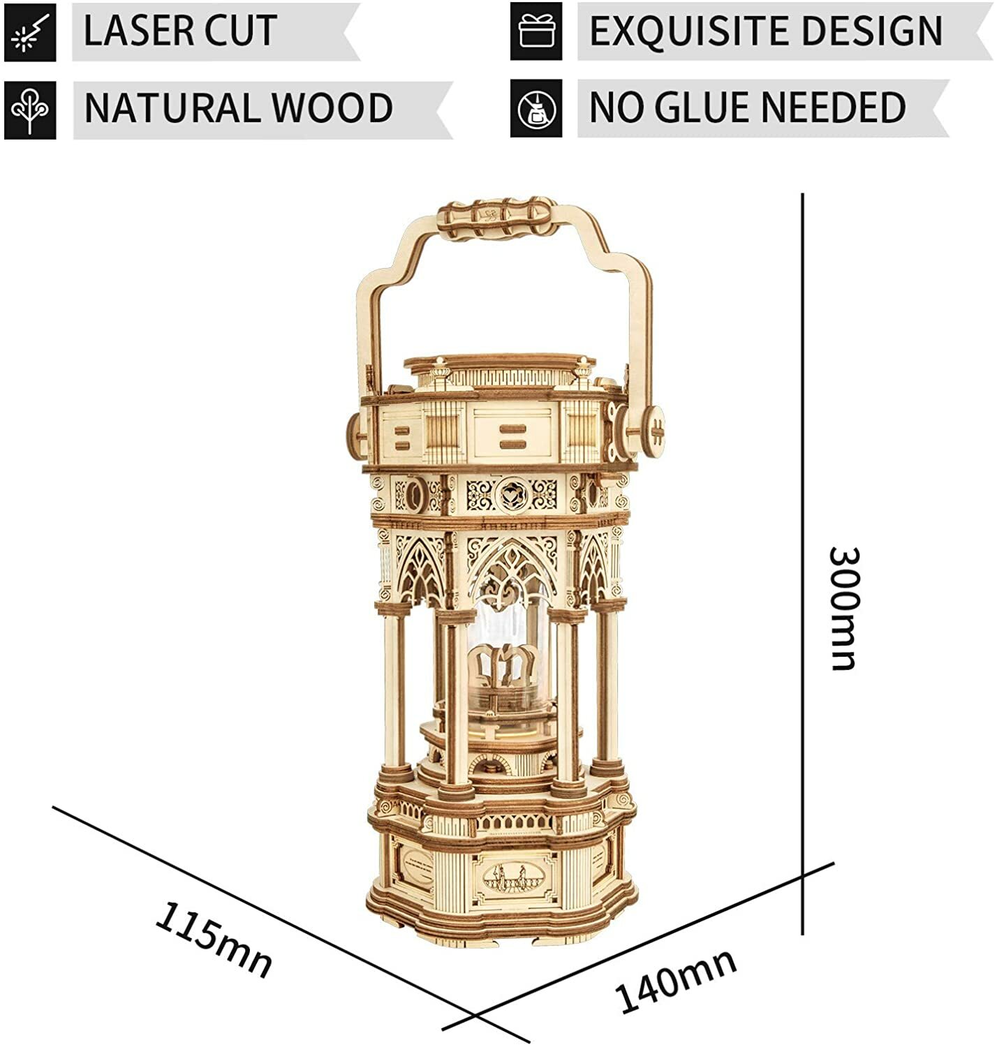 ROKR Jigsaw Puzzle LED Victorian Lantern 3D Wooden Puzzles DIY Music ...