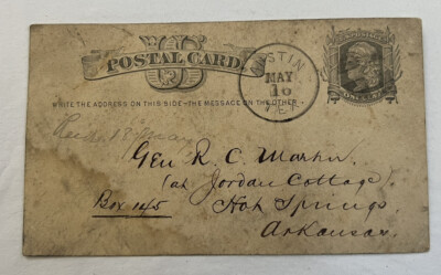 United States Postal Card Postcard Posted 05/16/1878 Antique Historical ...