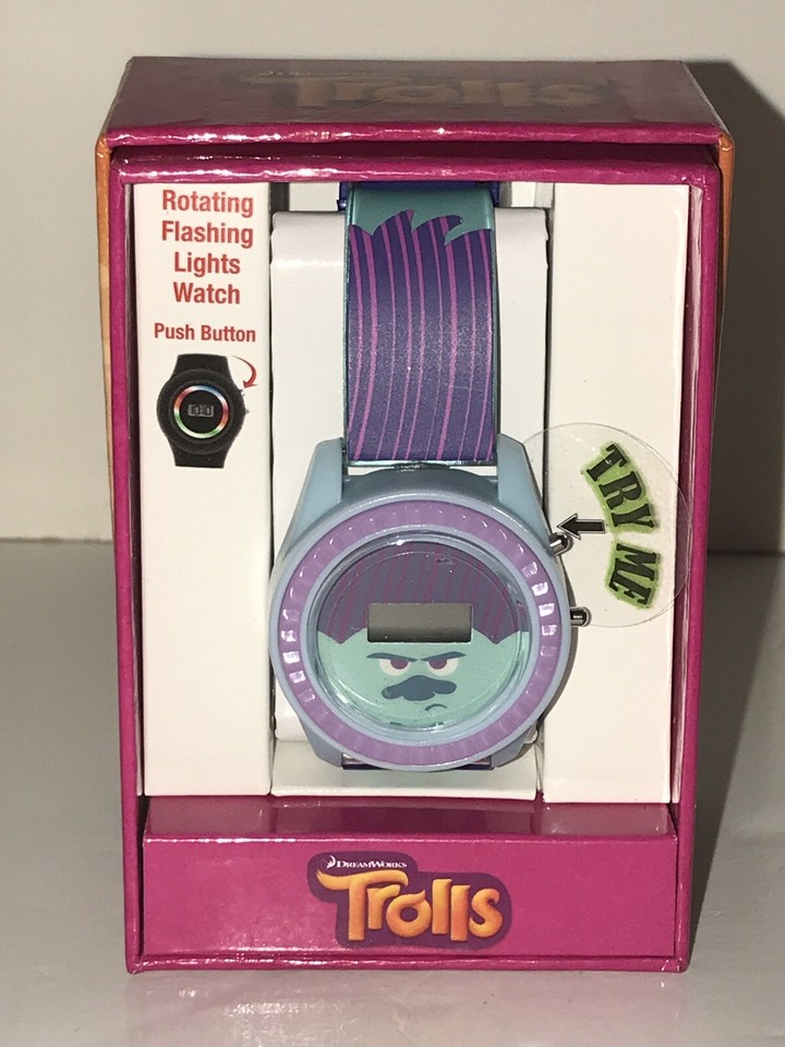 Dreamworks Trolls Rotating Flashing Lights Girls Wristwatch Watch Movie ...