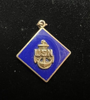 Vintage Sterling USN Navy Charm Blue Enamel Anchor Pendant Military ...