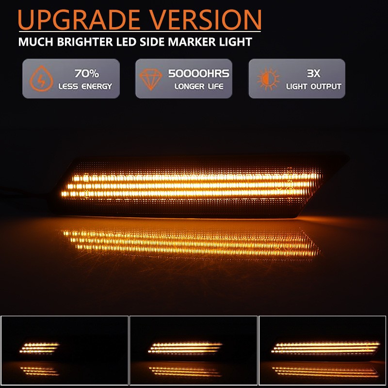 Sequential Smoked LED Side Marker Lights For Porsche 911 997 987 Cayman ...