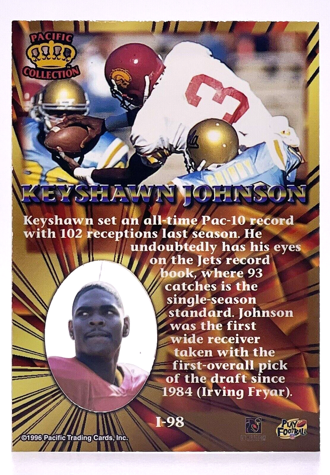 1996 Pacific Invincible Keyshawn Johnson RC New York Jets | eBay