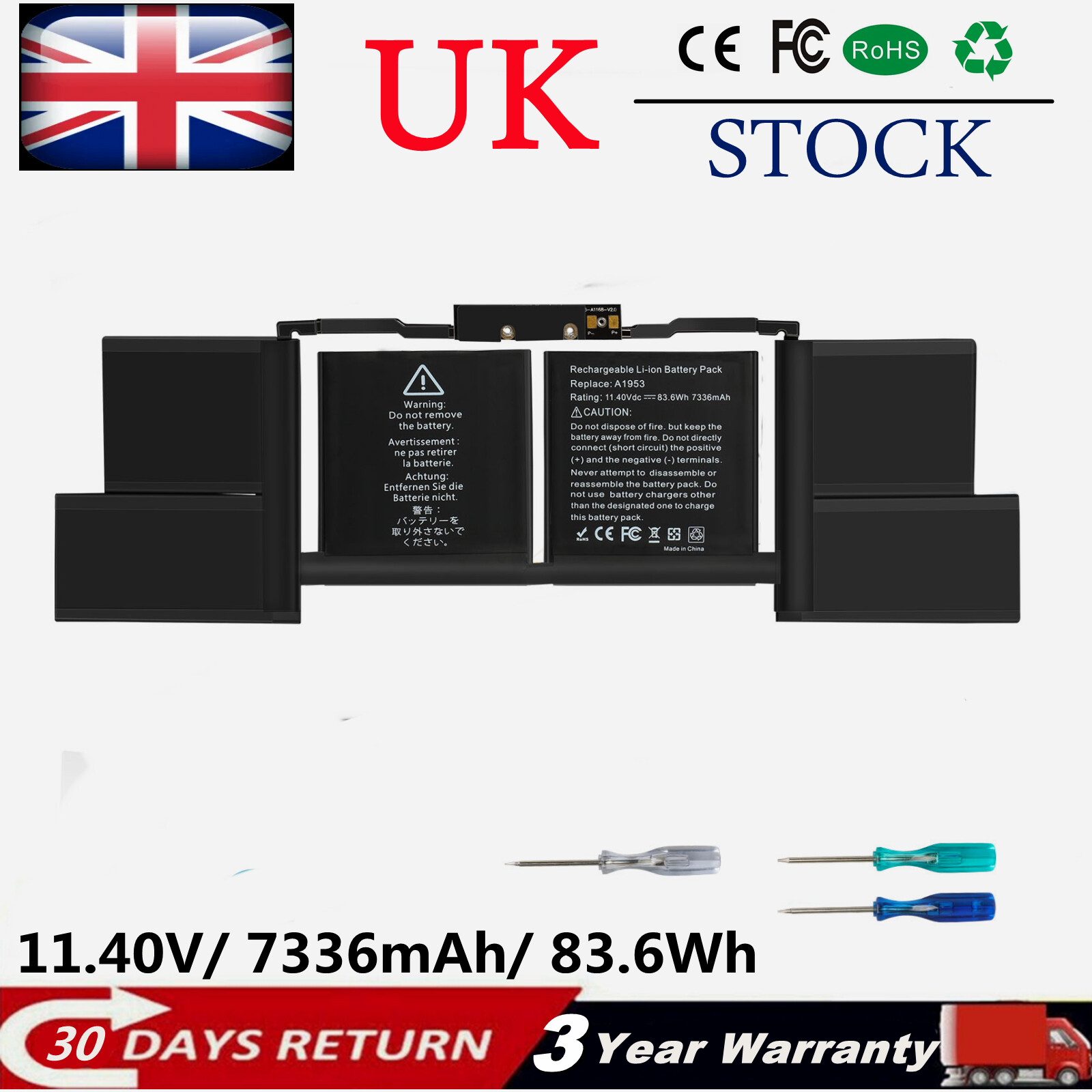 A1953 A1990 Battery for Apple MacBook Pro 15" A1990 Mid 2018 2019 EMC ...