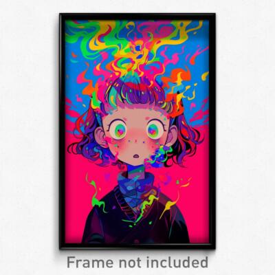 Art Poster - Girl Feeling Suspense, Glorious Multicolored Hairband (Art ...