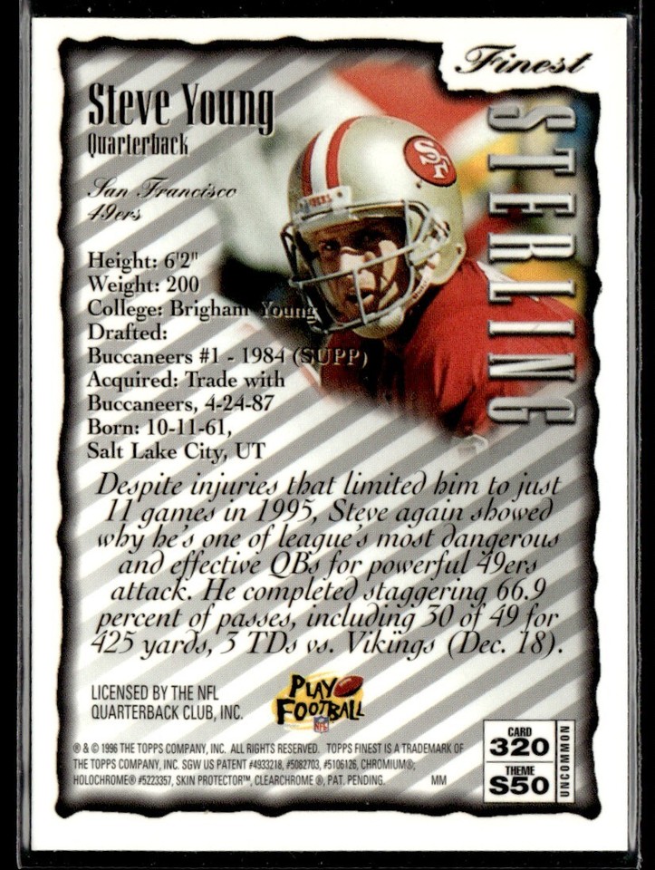 1995 Topps Sterling Uncommon Steve Young San Francisco 49ers #33 | eBay