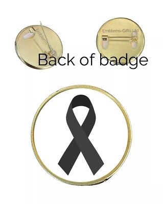 Black Mourning Ribbon 27mm Metal Lapel Pin Badge Domed Insert | eBay UK