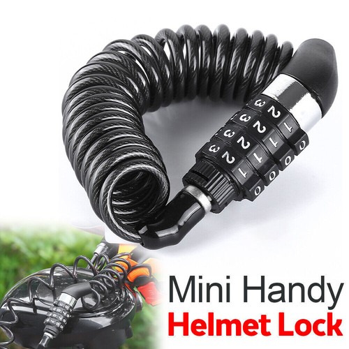 Motorcycle Helmet Lock Cable Black Tough Combination 4 Digit Password ...