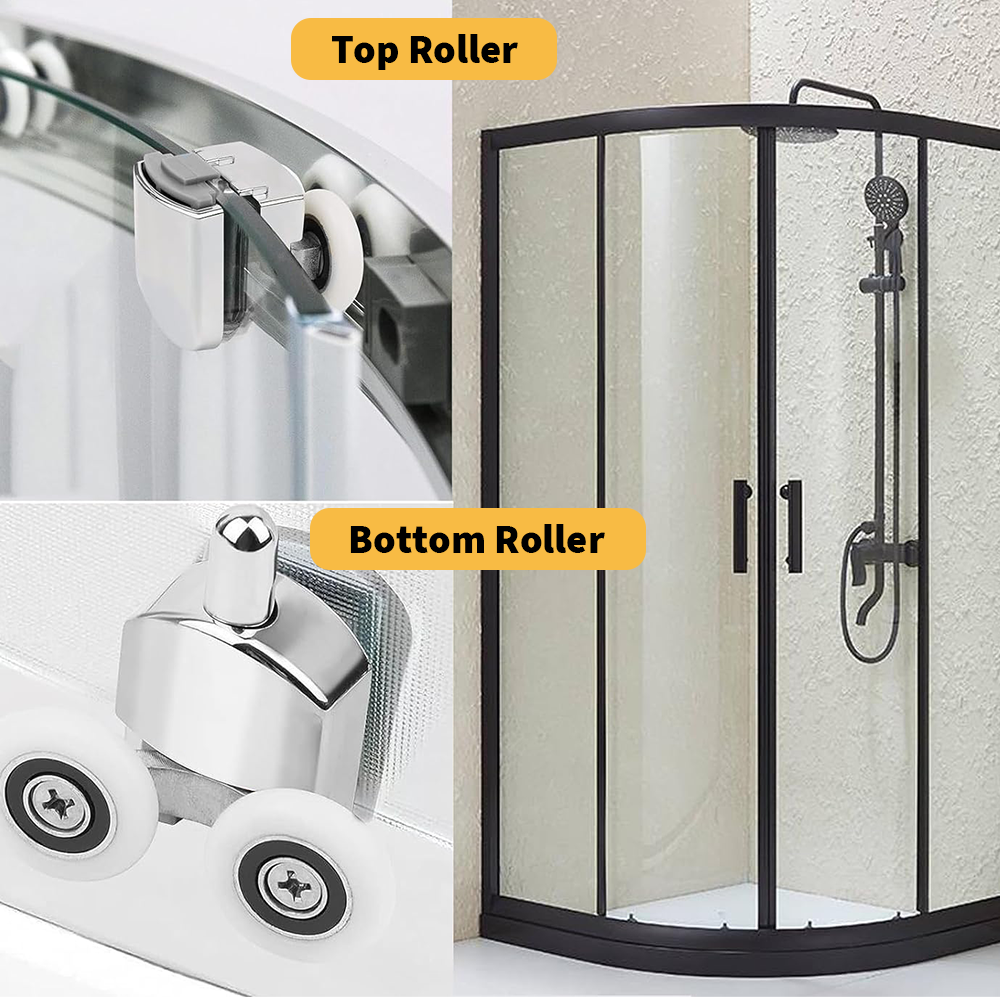 4 X Twin Shower Screen Door ROLLERS/Runners/Wheels Top & Bottom 23mm ...