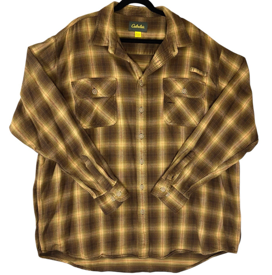 Cabela's Heavy Flannel Shirt Mens Size 3XLT Tall Plaid Button Up ...