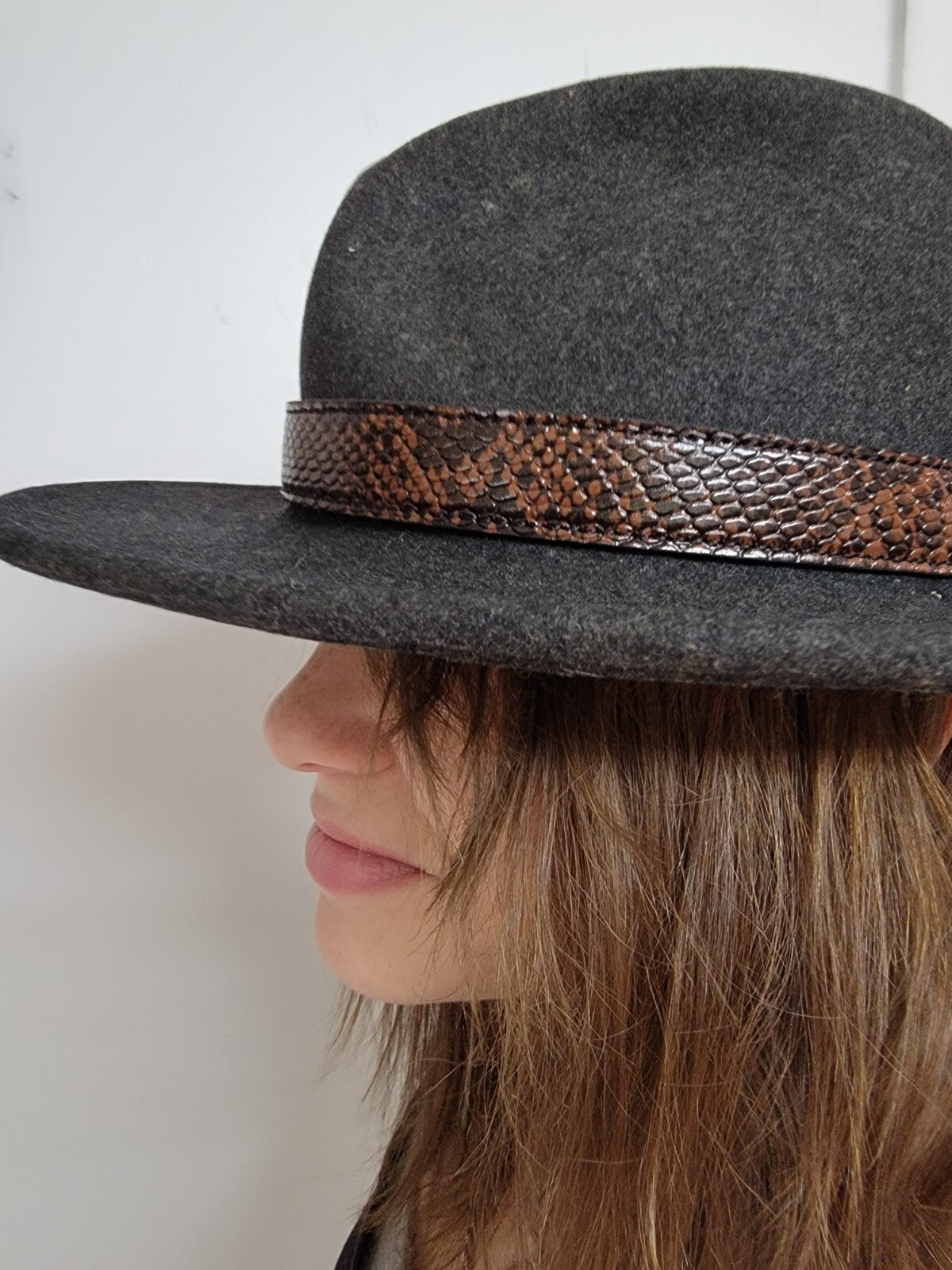 Faux coffee brow Python hatband adjustable Western cowboy cowgirl snake ...