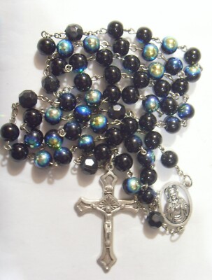 vintage catholic Saint Mary Lady mt Carmel faux pearl beads rosary ...