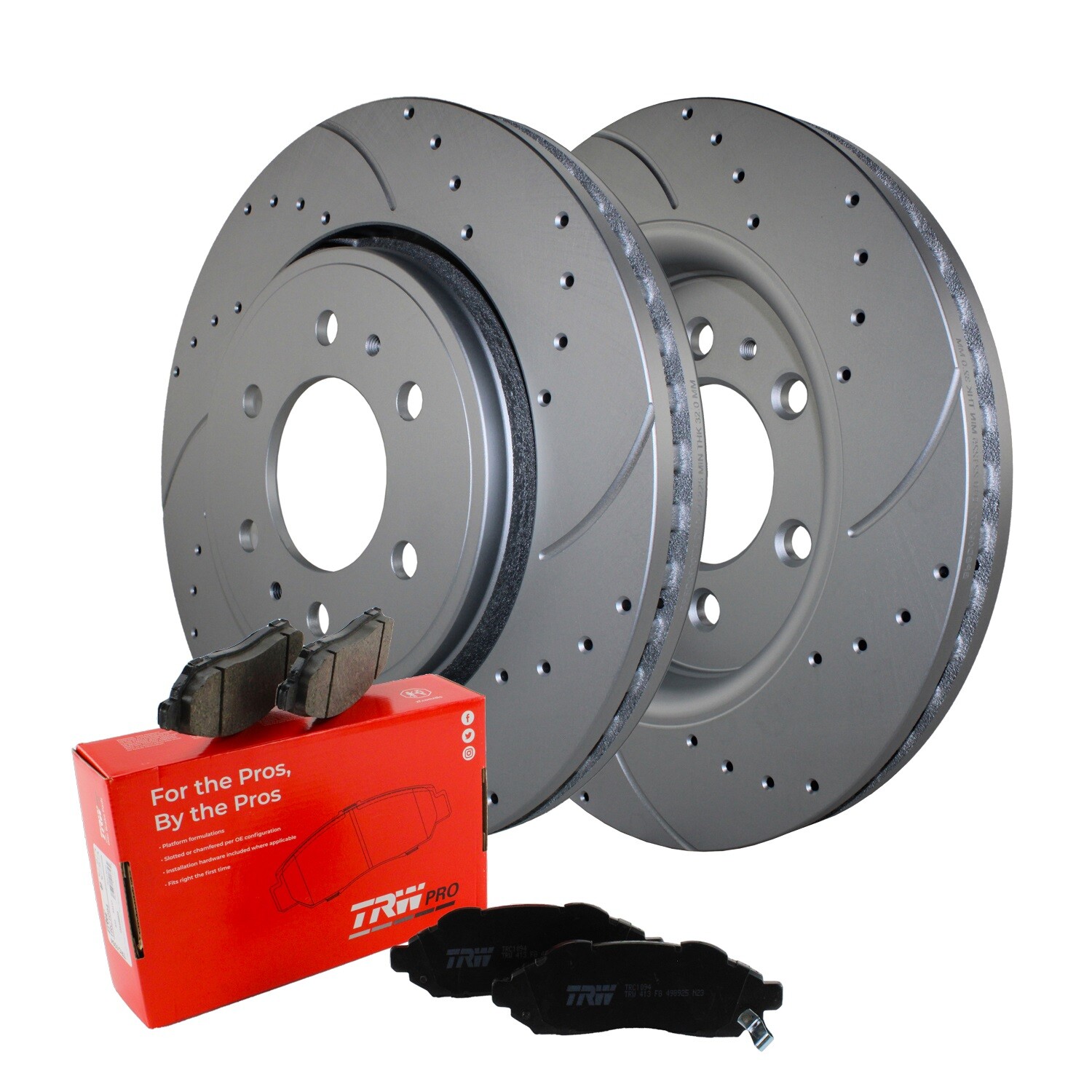 Front Brake Kit Drilled 350mm Rotors TRW Pro Ceramic Pad Set For Ford ...