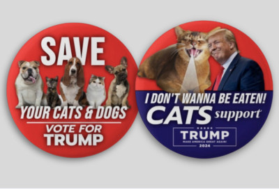 Cats & Dogs Donald Trump 2024 Pin Buttons Springfield Ohio Political ...