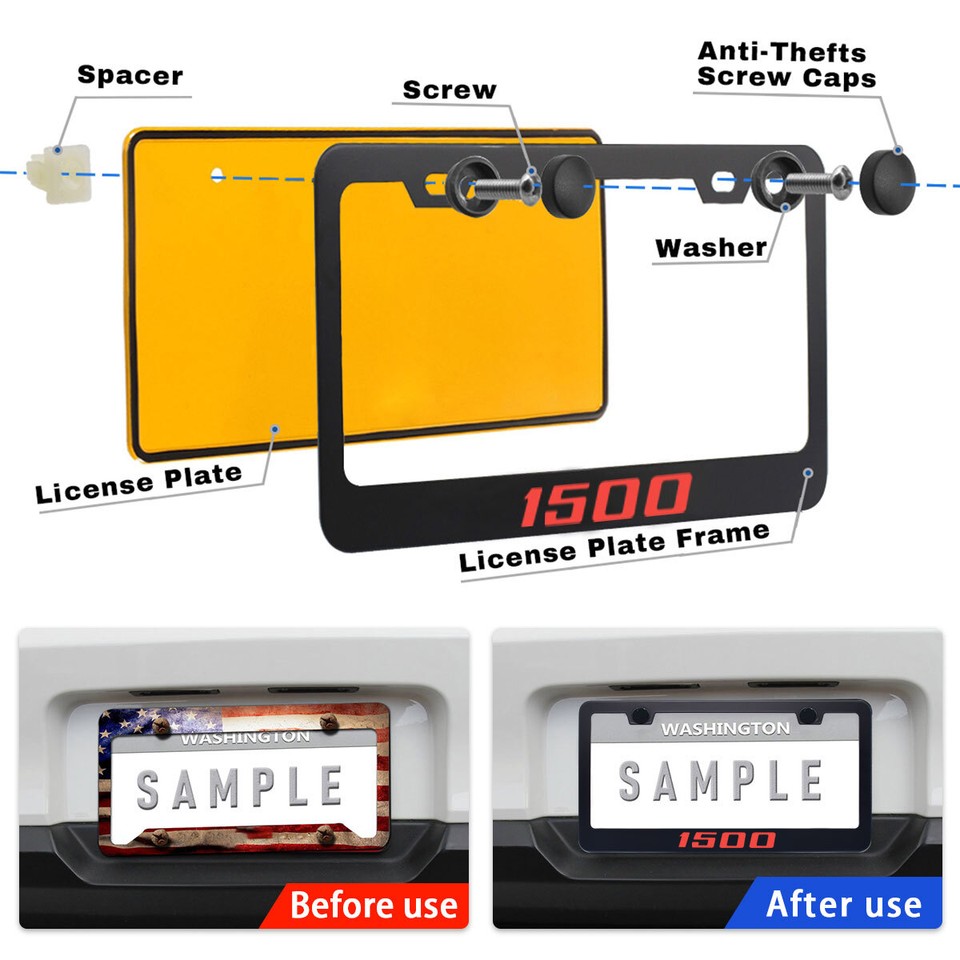 Metal Red Car License Plate Tag Frame Cover For Chevy Silverado 1500 ...