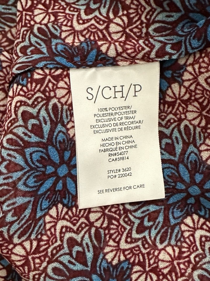 CAbi style 3620 Fan Blouse Moroccan Geo button up Small Sheer ...