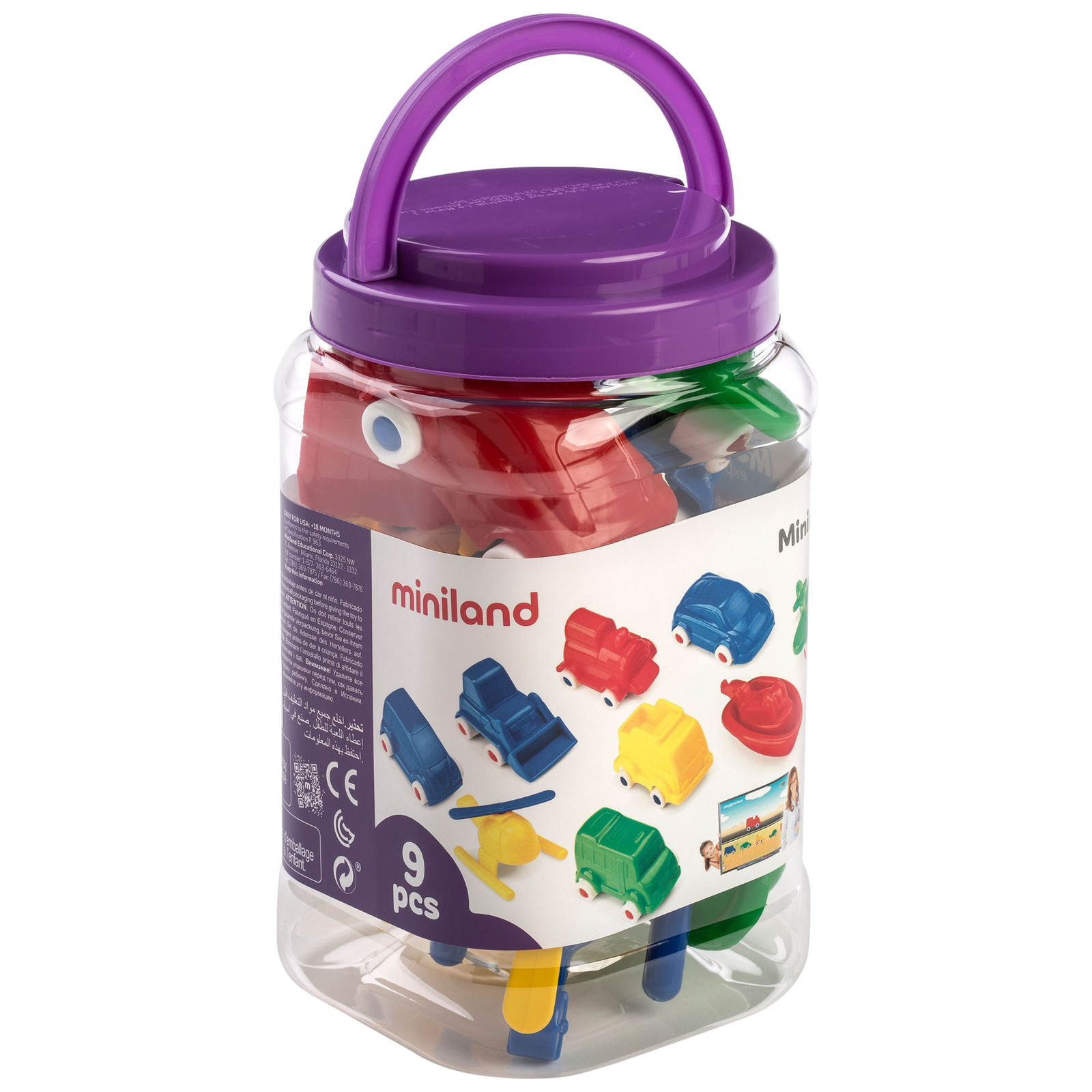 Miniland Minimobil Manipulative Vehicle Set, 9 Toy Cars 8413082274702 ...