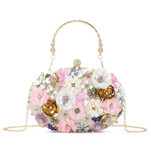 Floral Clutch Beaded Purses for Women 3D Flower Evening Bag for Wedding ...