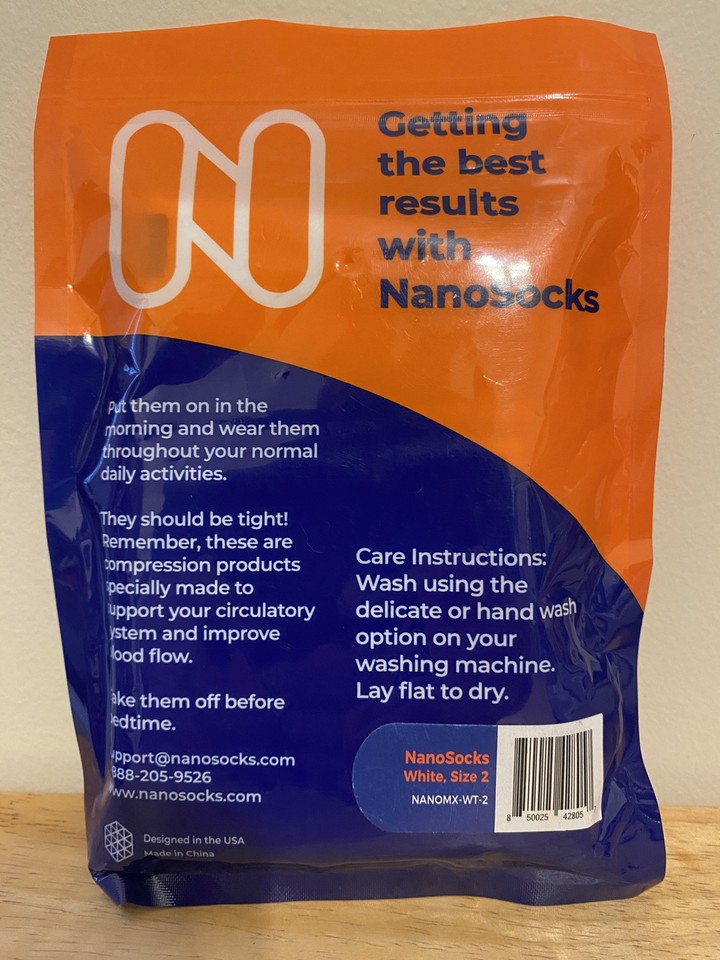 NANOSOCKS 3D Nano-Weave Technology White Compression Socks Size 2 NANOMX-WT-2 | eBay