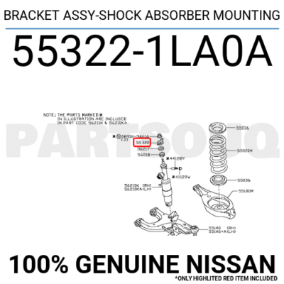 553221LA0A Genuine Nissan BRACKET ASSY-SHOCK ABSORBER MOUNTING 55322 ...