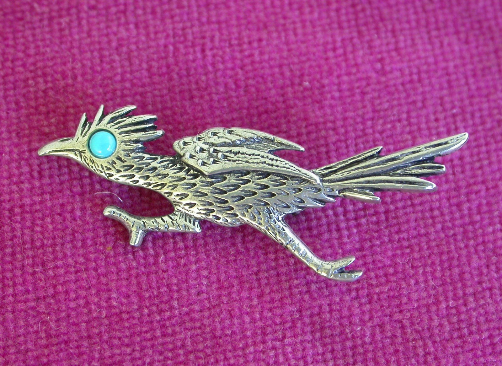 Vintage Pewter Road Runner Pin With Turquoise Eyes By… - Gem