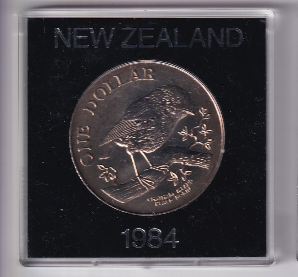 NEW ZEALAND: 1984 $1 CHATHAM ISLAND BLACK ROBIN COIN IN CASE #HM761 ...