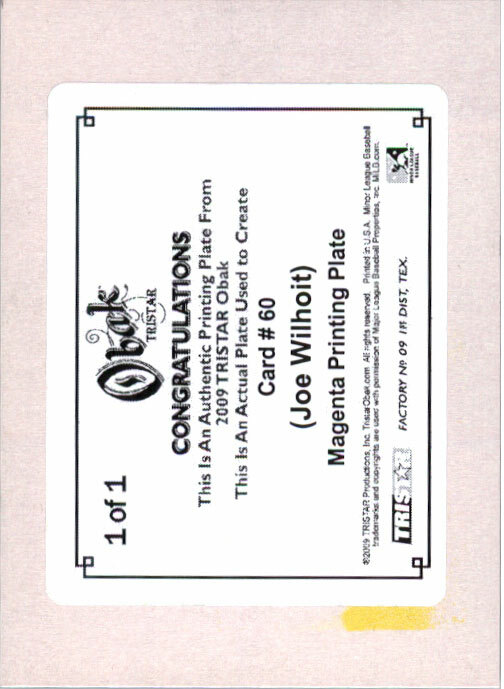 Joe Wilhoit 2009 TriStar Obak #60 Press Plate 1/1 | eBay