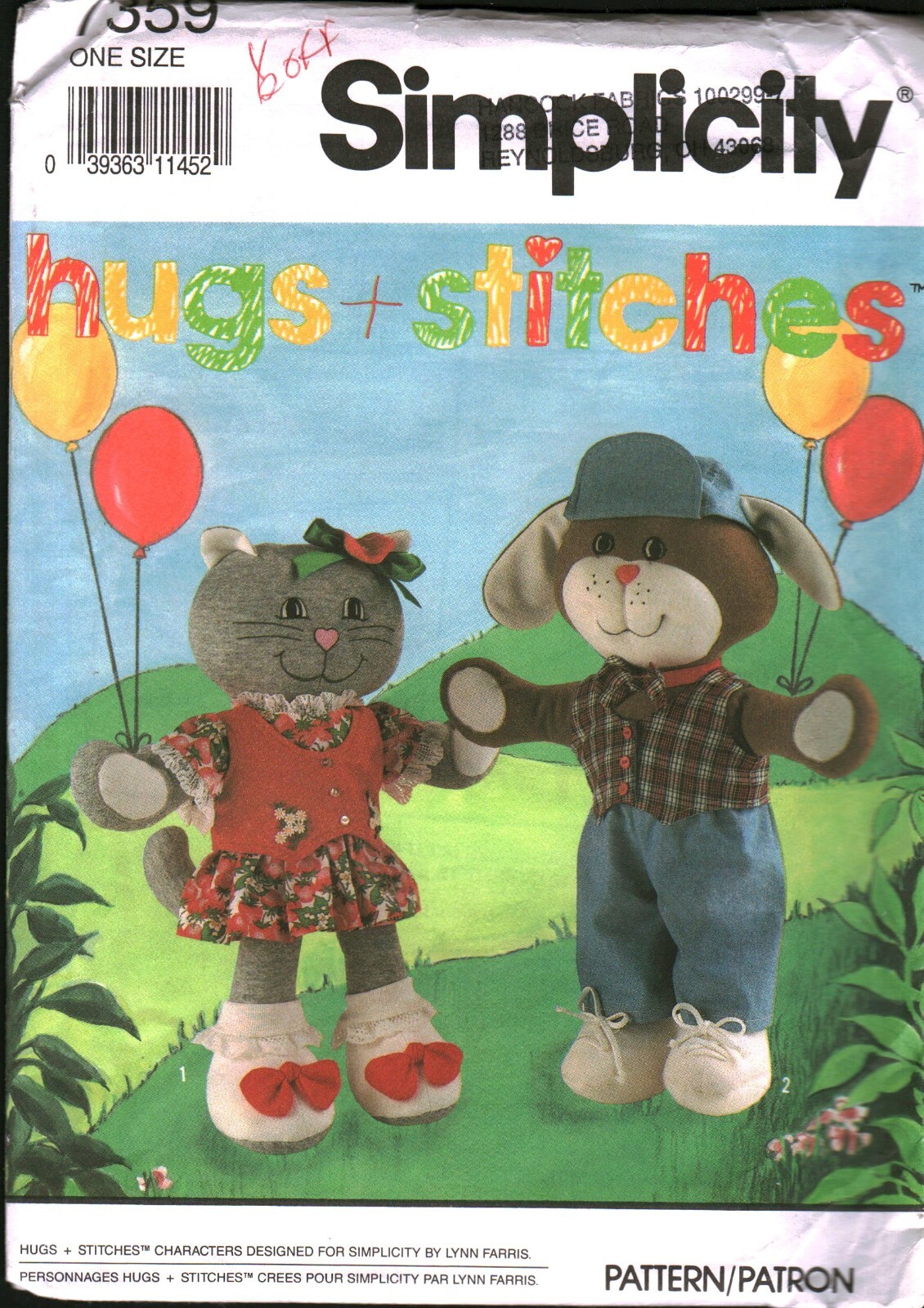 7359 Vintage Simplicity Sewing Pattern Stuffed Animals Hugs Stitches ...