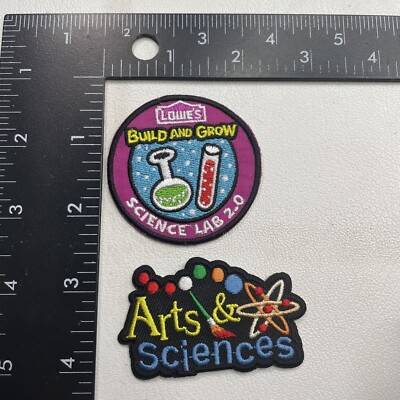2 Science Patches LOWES SCIENCE LAB & ARTS & SCIENCES w/ Nuclear Symbol ...