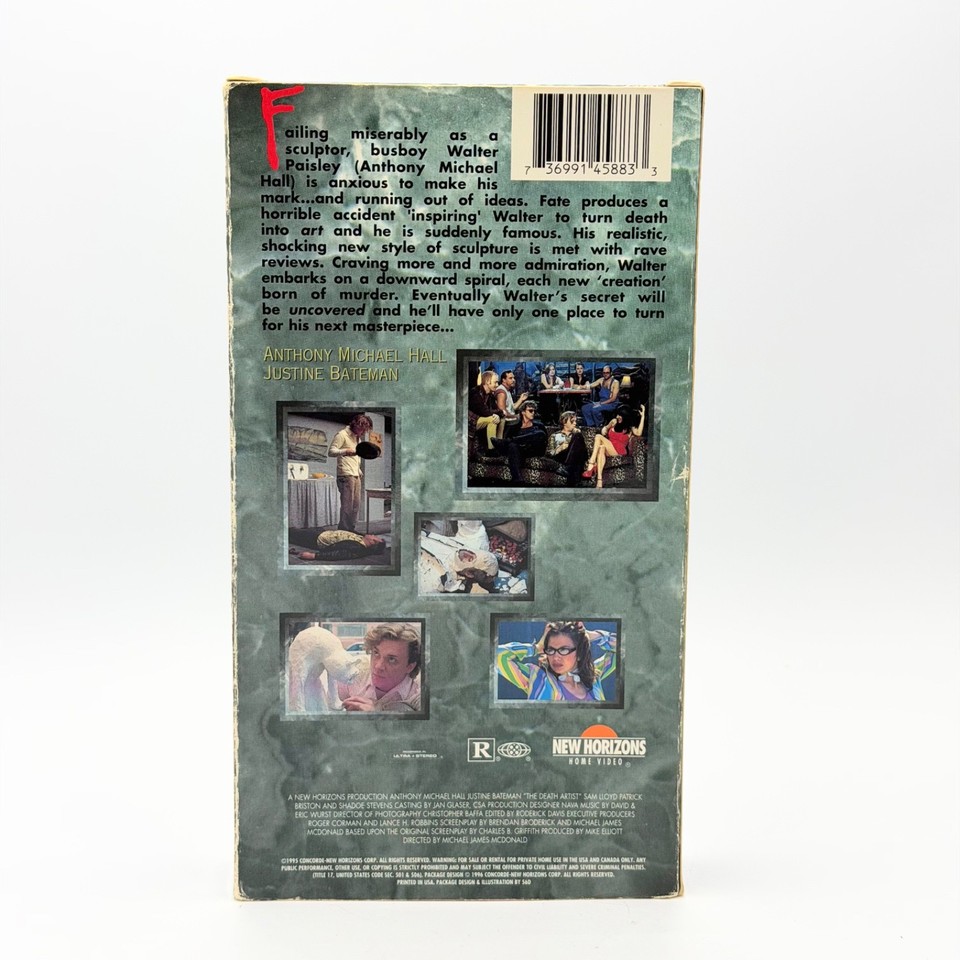 The Death Artist (VHS, 1996) Horror Rare Anthony Michael Hall Justine ...